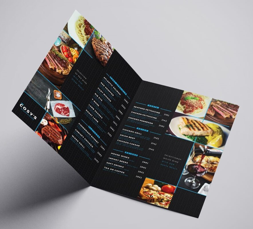 Fold in Half Folded Menus - Just Click Printing Company, Poole and ...