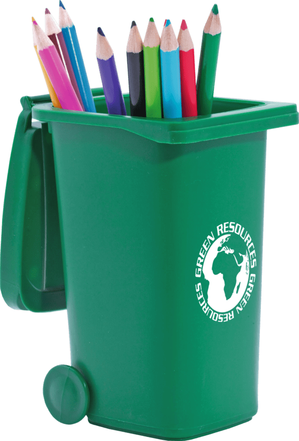 Wheelie Bin Pen Pot - Recycled Plastic - Just Click Promotions, Poole